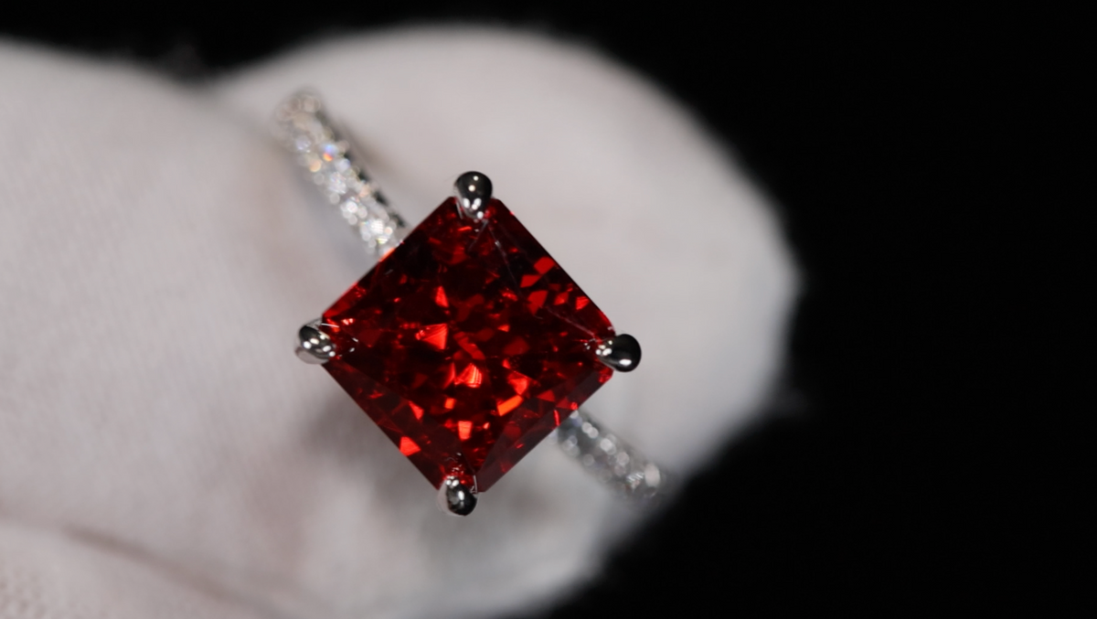 Red Diamond Engagement Ring | Red Crushed Diamond Ring – Lab Diamonds ...