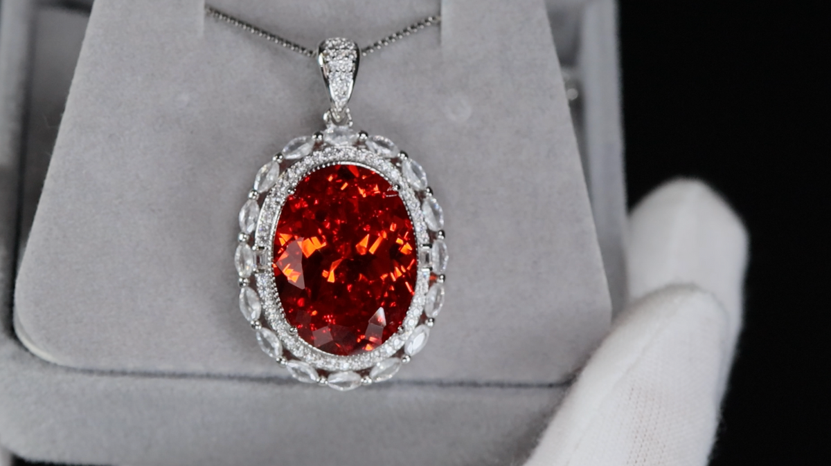 Red Oval Diamond Pendant | Red Diamond Pendant – Lab Diamonds London