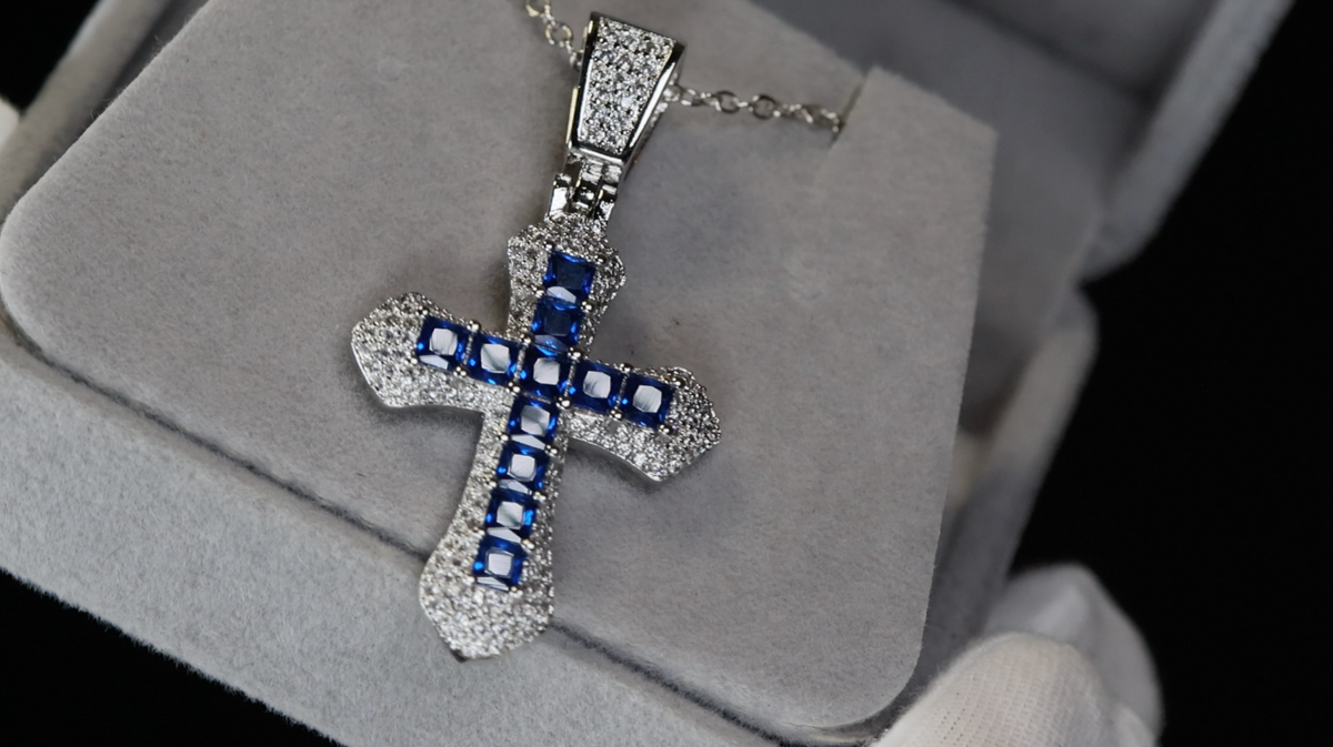 Blue Diamond Cross Pendant | Blue Diamond Cross – Lab Diamonds London