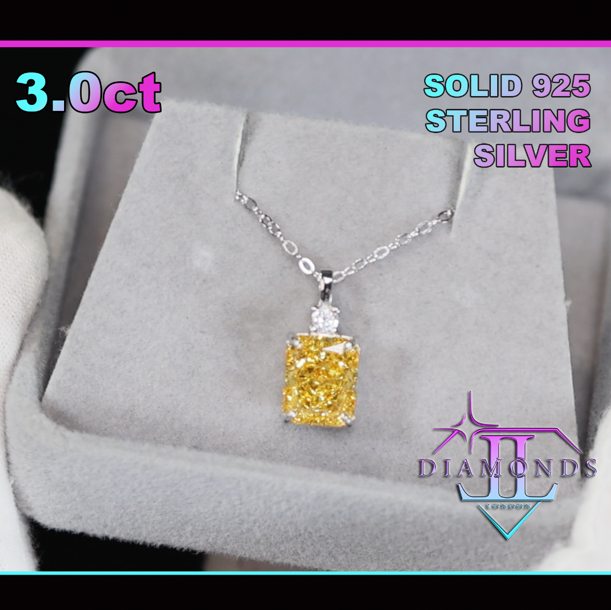 3.0ct Yellow Radiant Cut Diamond Pendant | Yellow Lab Diamond Pendant ...